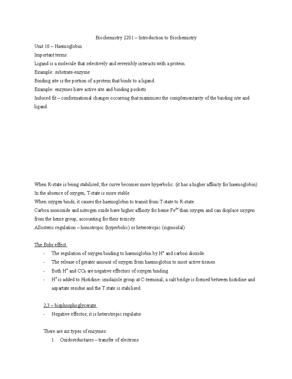 Biochemistry study guide - Biochemistry 2201 – Introduction to ...