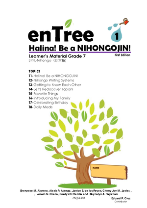 SPFL-Nihongo lesson 15 with key to correction - Quarter 4 ####### Learner’s Material Grade 8 ...