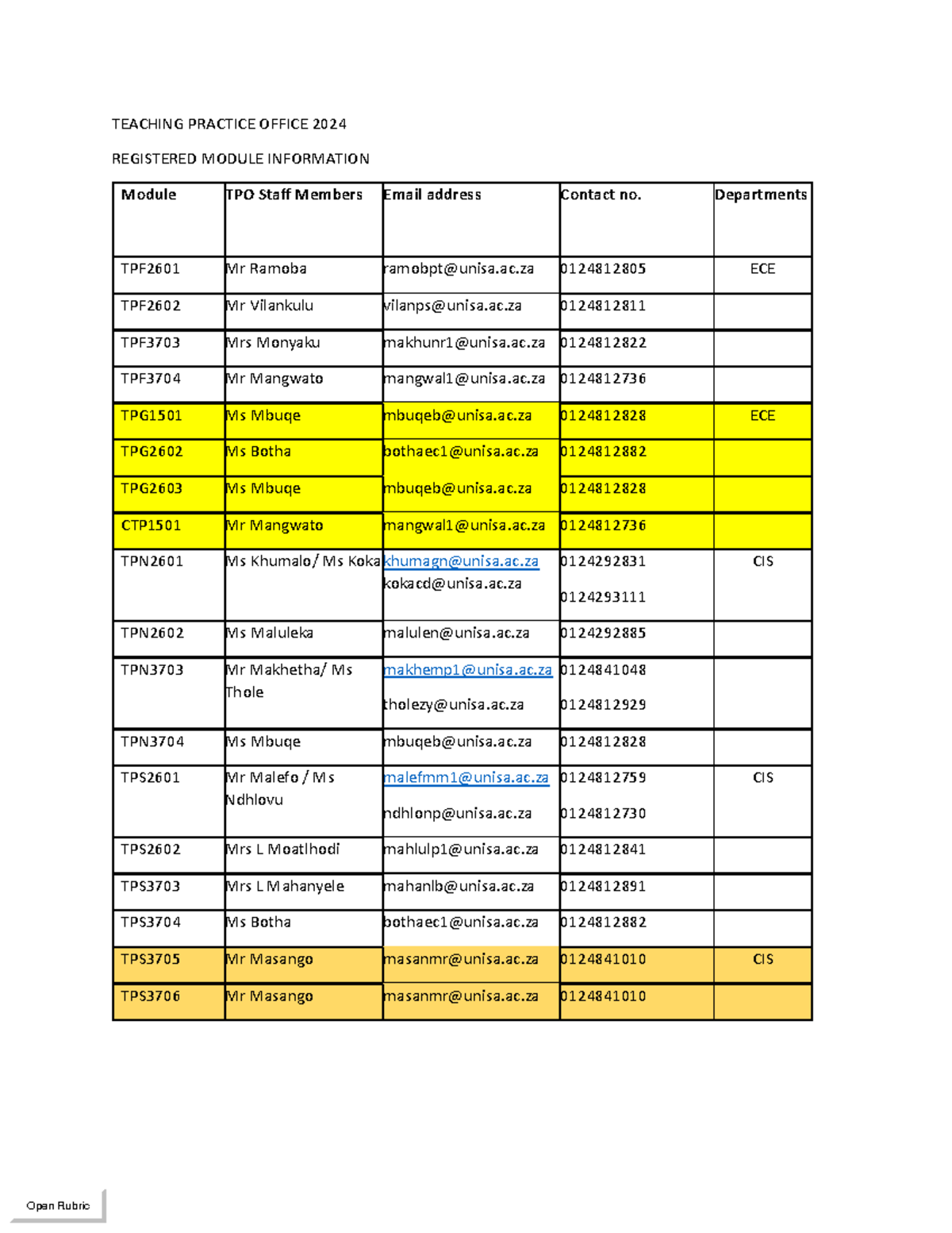 TPG1501 - Administration - Information - TEACHING PRACTICE OFFICE 2024 ...