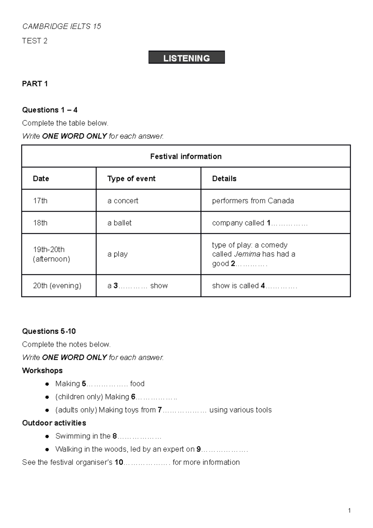 Cam 15 Test 2 Listening portrait - CAMBRIDGE IELTS 15 TEST 2 LISTENING ...