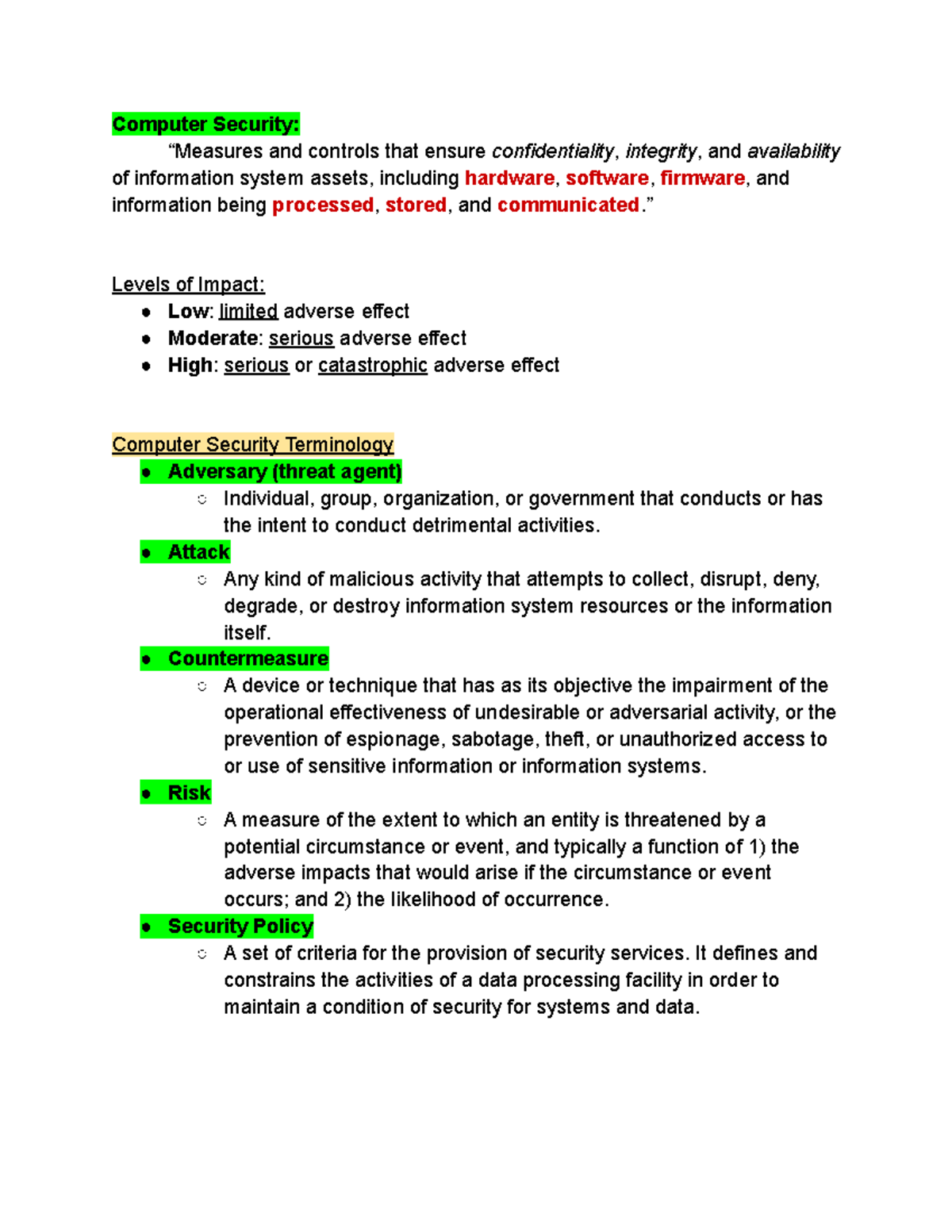 Computer Security - Computer Security: “Measures and controls that ...