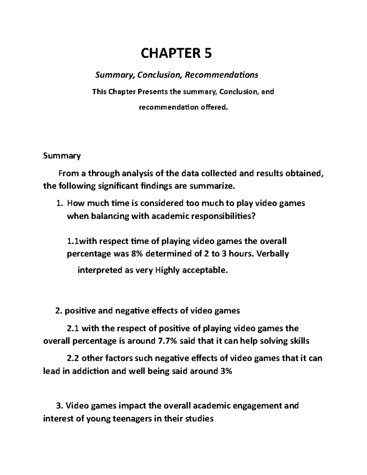 Chapter 5 Verano AEL JARY - CHAPTER 5 Summary, Conclusion ...