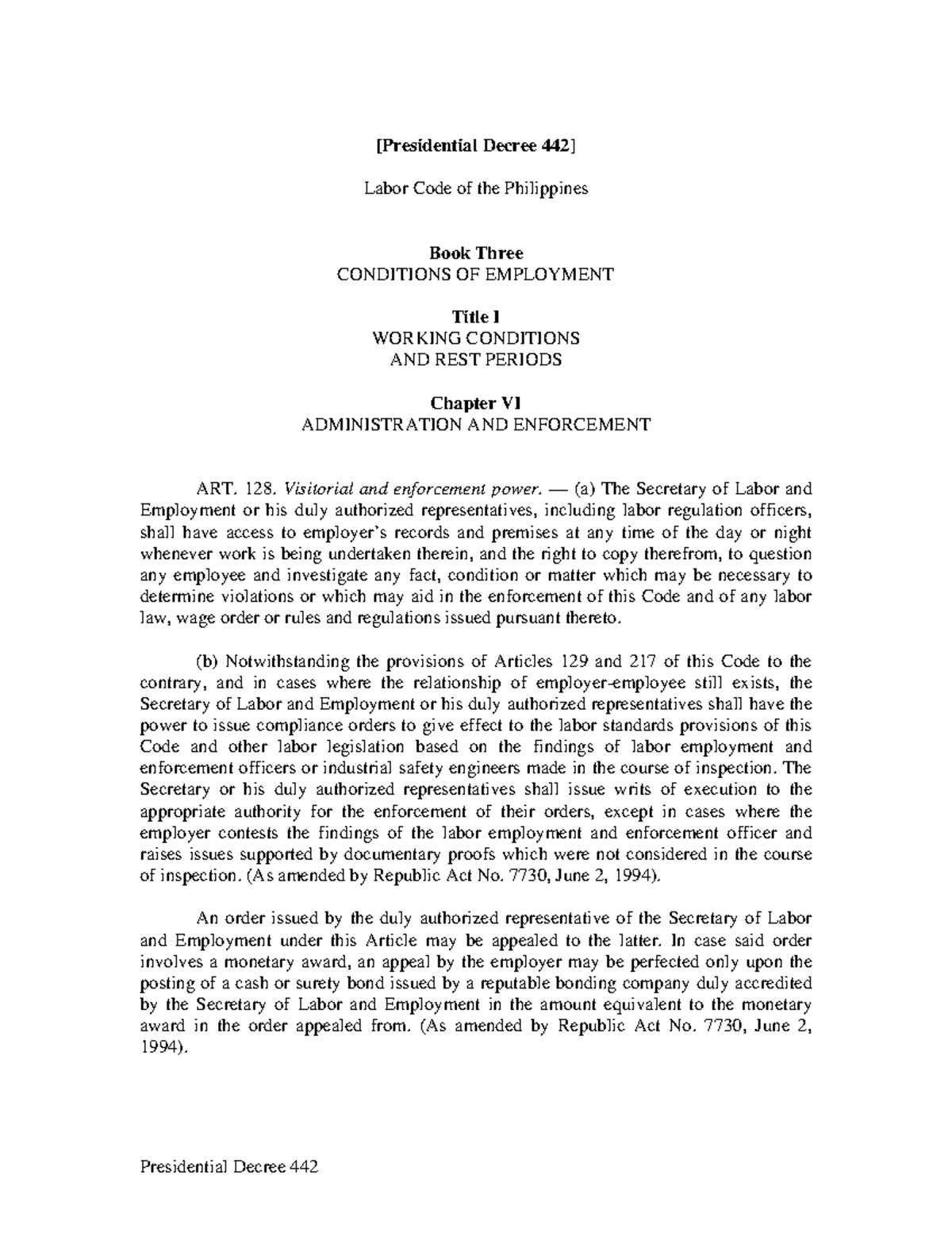 Presidential decree 442 - [Presidential Decree 442] Labor Code of the ...