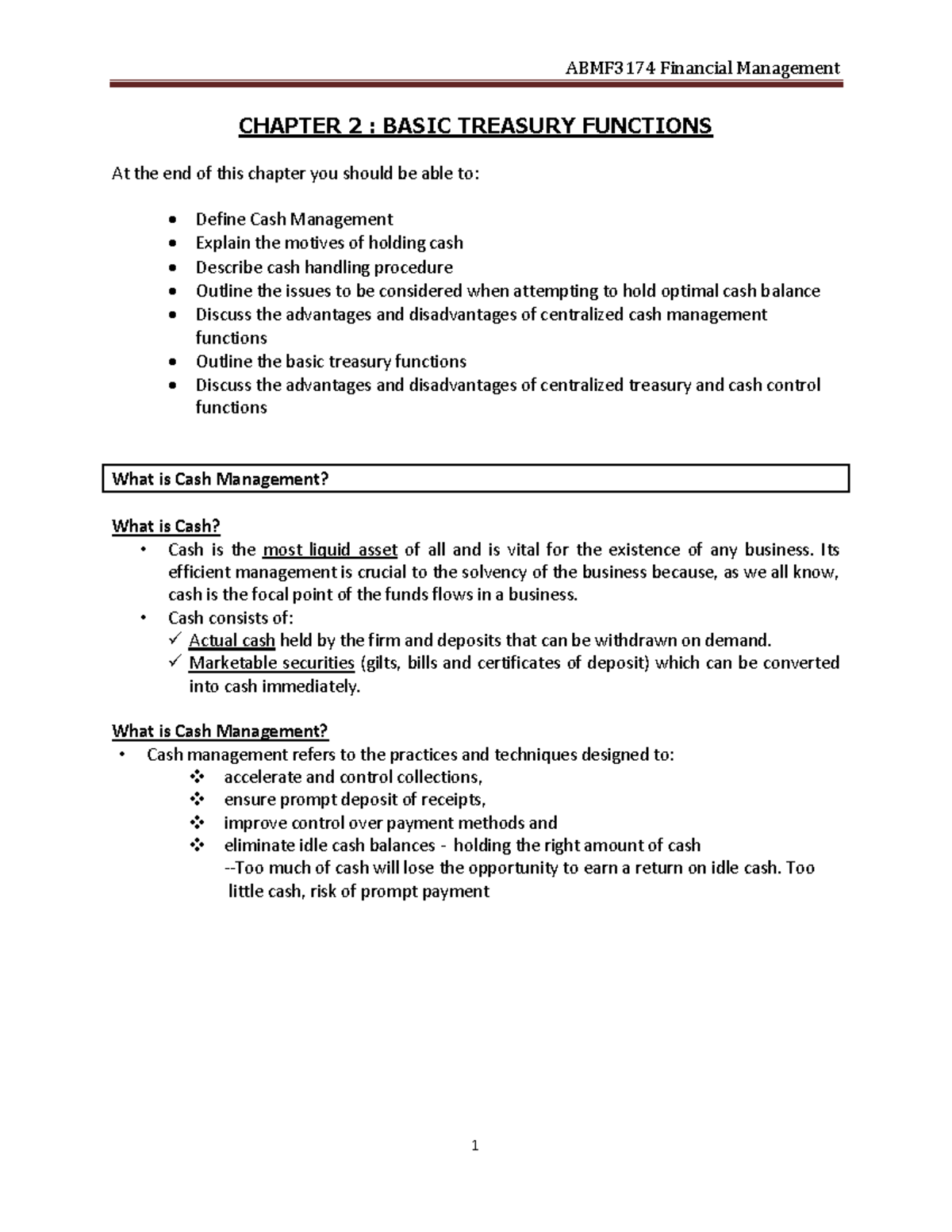 Chapter 2-Basic Treasury Functions - CHAPTER 2 : BASIC TREASURY ...