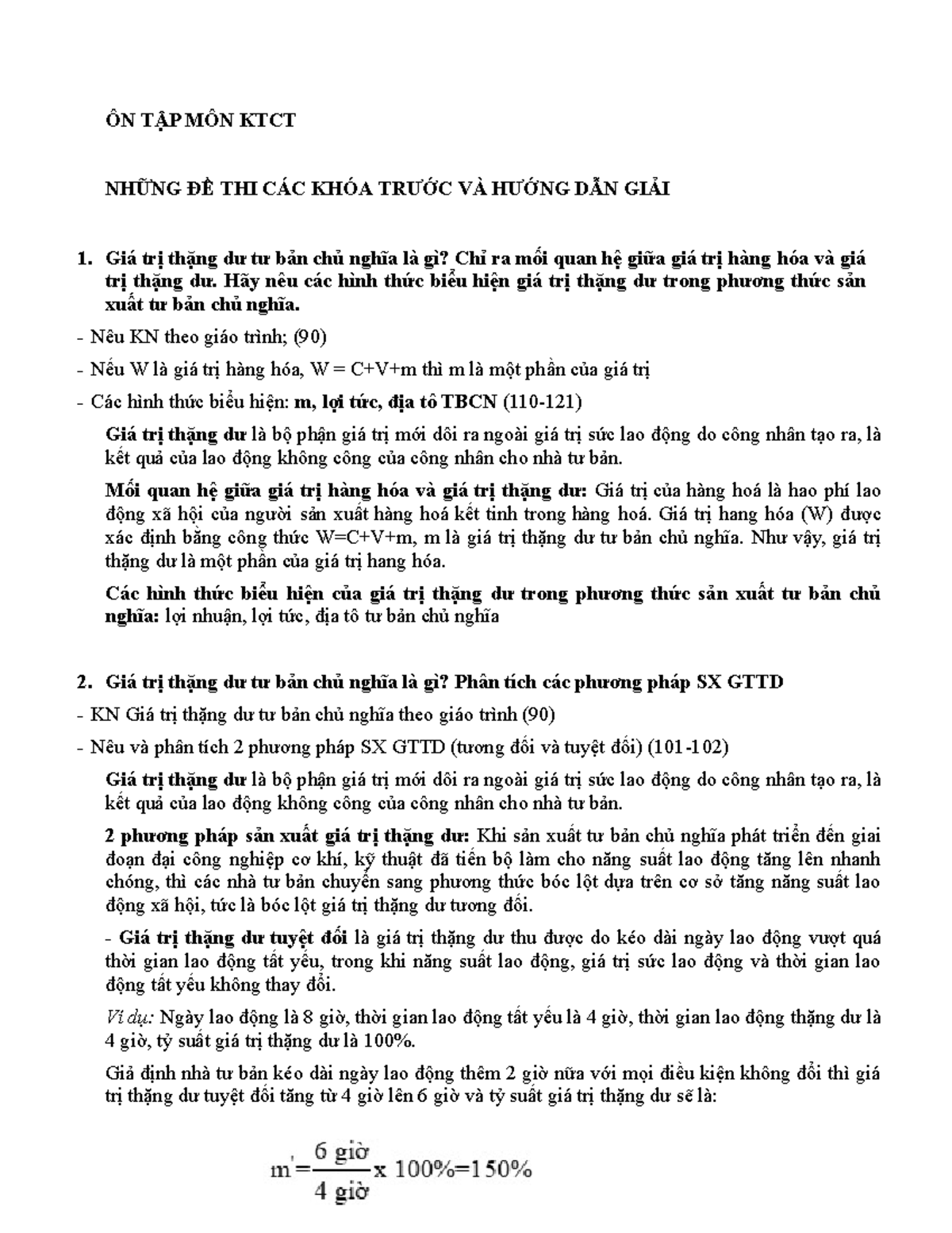 ÔN-TẬP-KTCT - Kinh tế chính trị - ÔN TẬP MÔN KTCT NHỮNG ĐỀ THI CÁC KHÓA ...