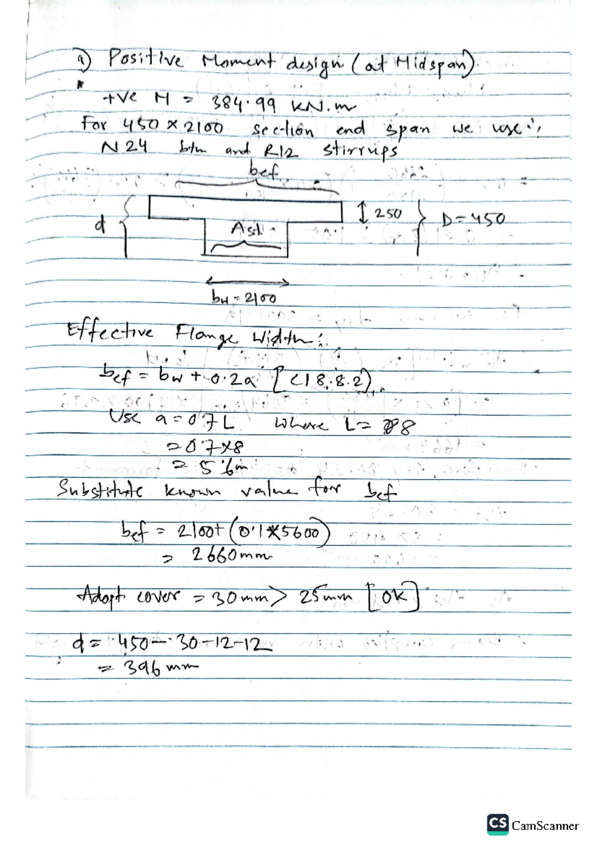 Concrete-rest of part a - 1) Positive Moment design (at Midspan) M 384 ...