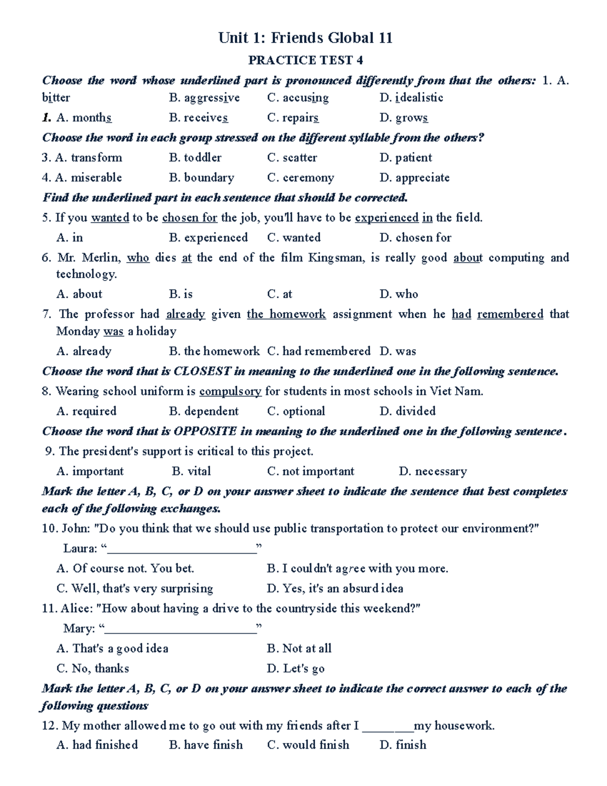 UNIT 1- Generations- Friends Global-11 - Unit 1: Friends Global 11 ...