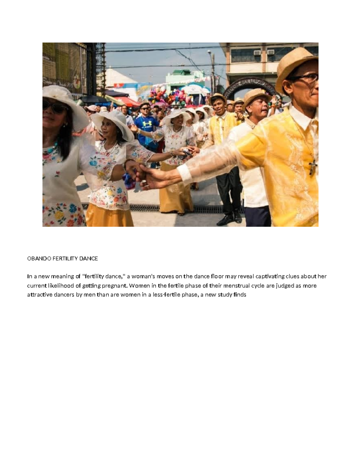 World religion - OBANDO FERTILITY DANCE In a new meaning of "fertility ...