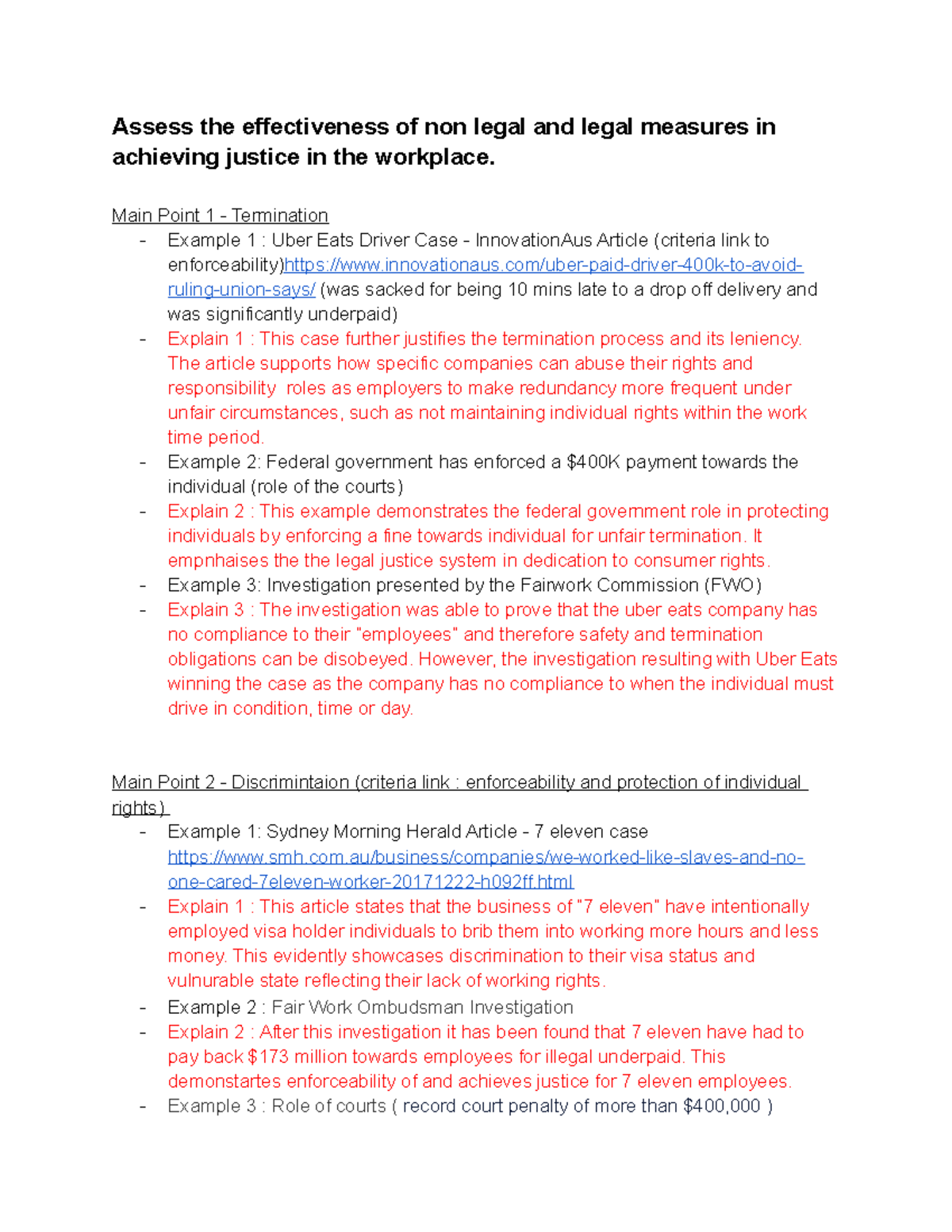 Workplace Essay - Legal Studies - Assess the effectiveness of non legal ...