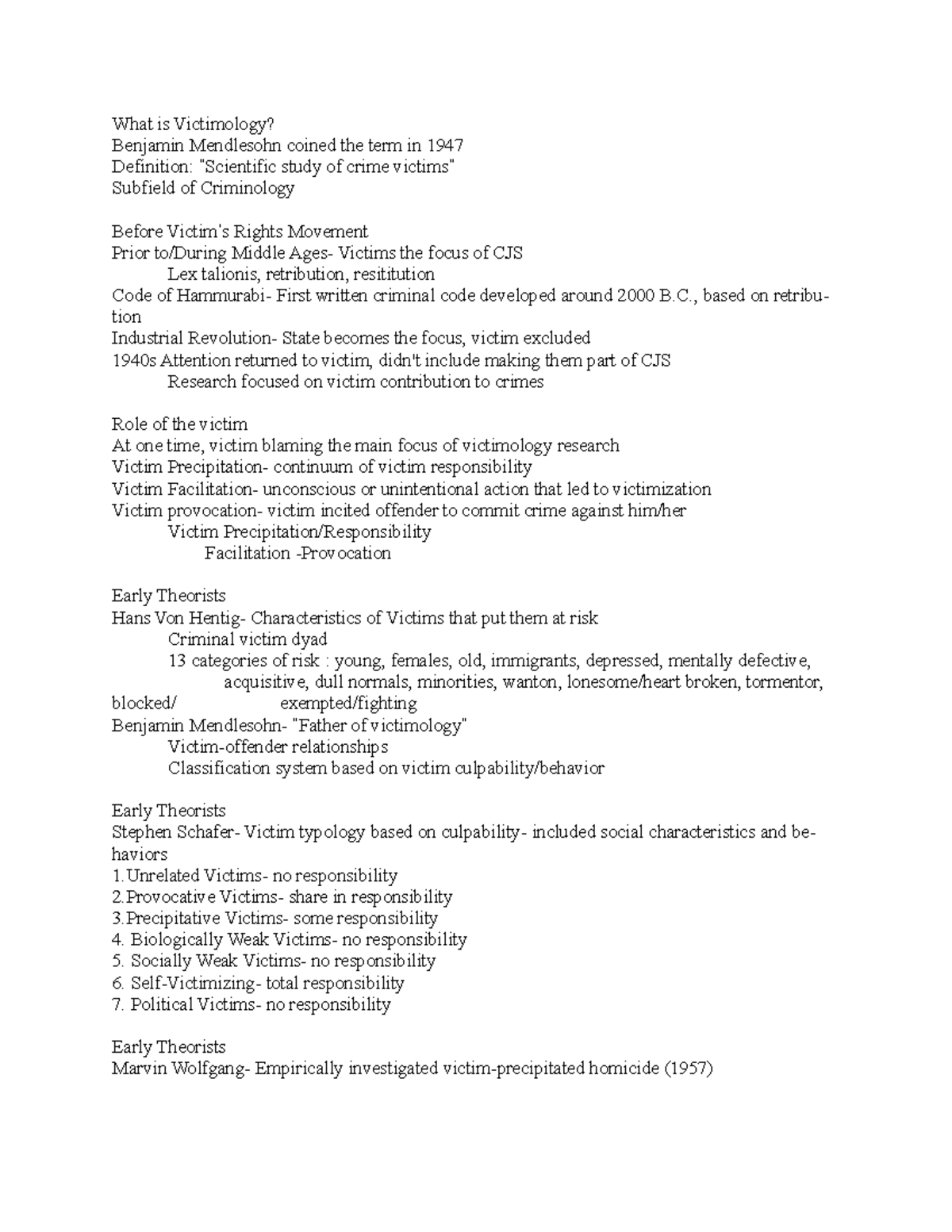 Vic Issues Ch 1 - What is Victimology? Benjamin Mendlesohn coined the ...