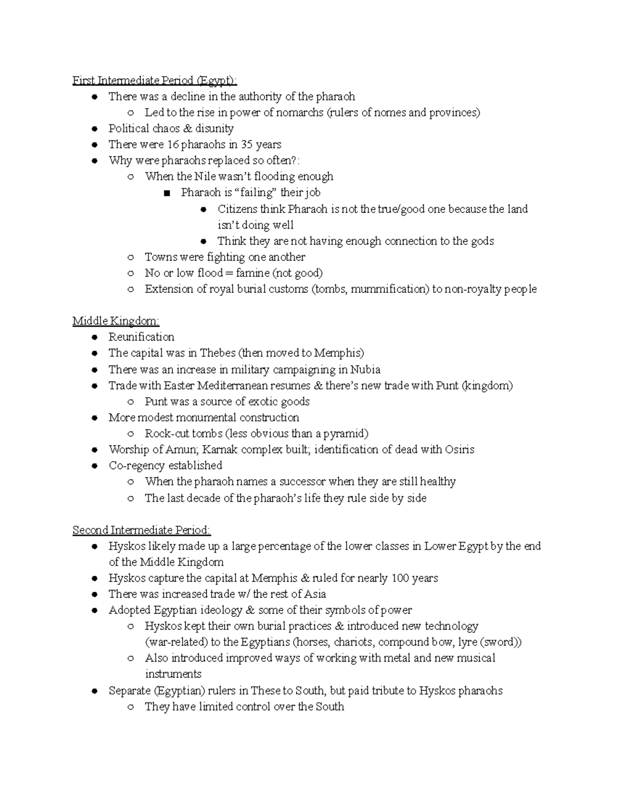 ANTH 205 Final Exam Study Guide - First Intermediate Period (Egypt ...