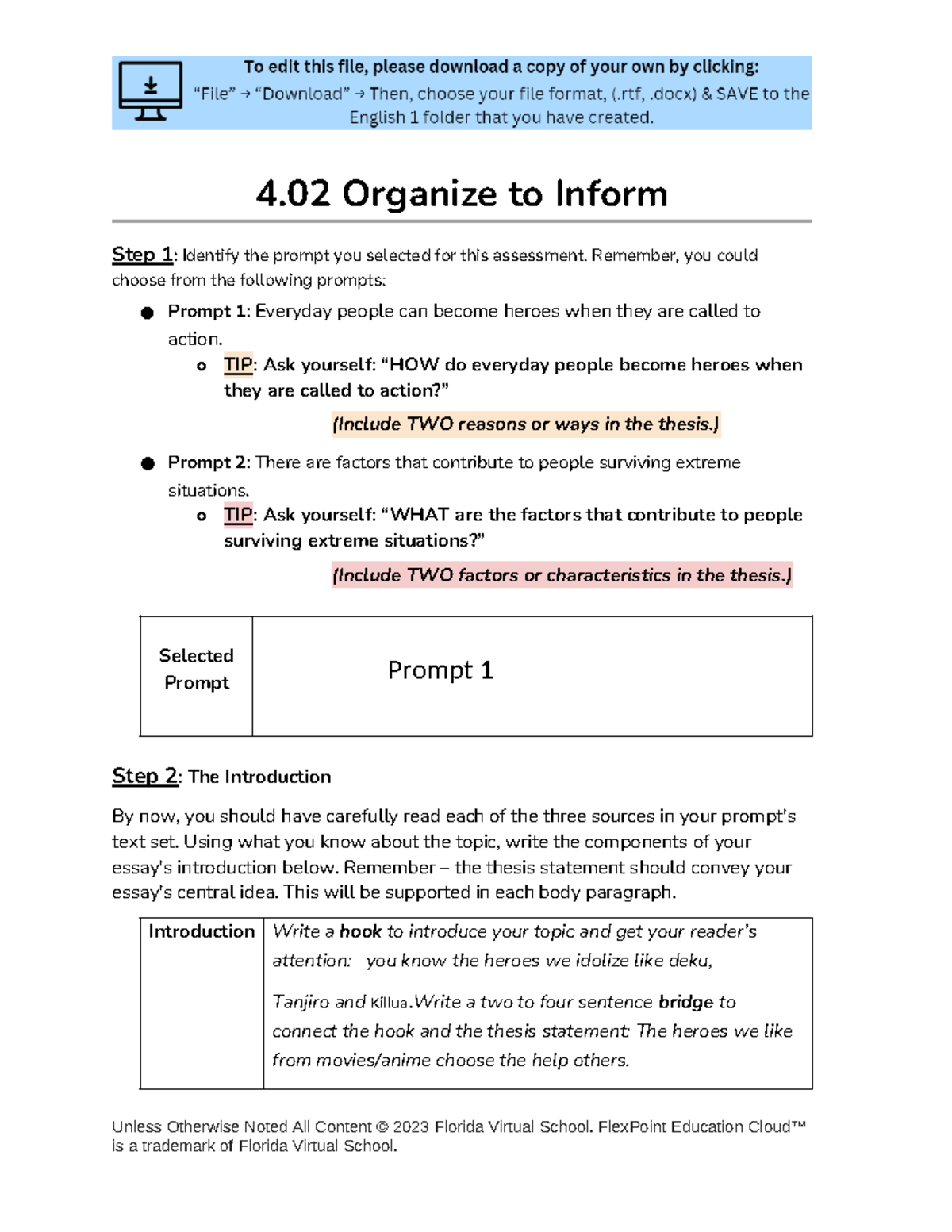 4.02 Organize to Inform - 4 Organize to Inform Step 1: Identify the ...