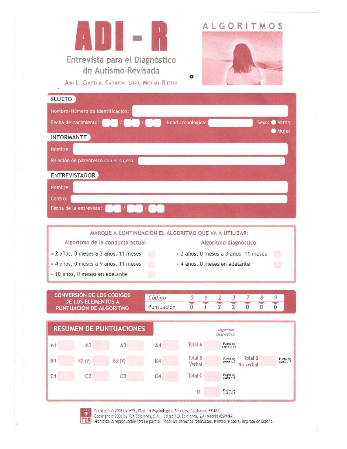 ADI -R - adi r autismo entrevista para padres - TÉCNICAS DE ...