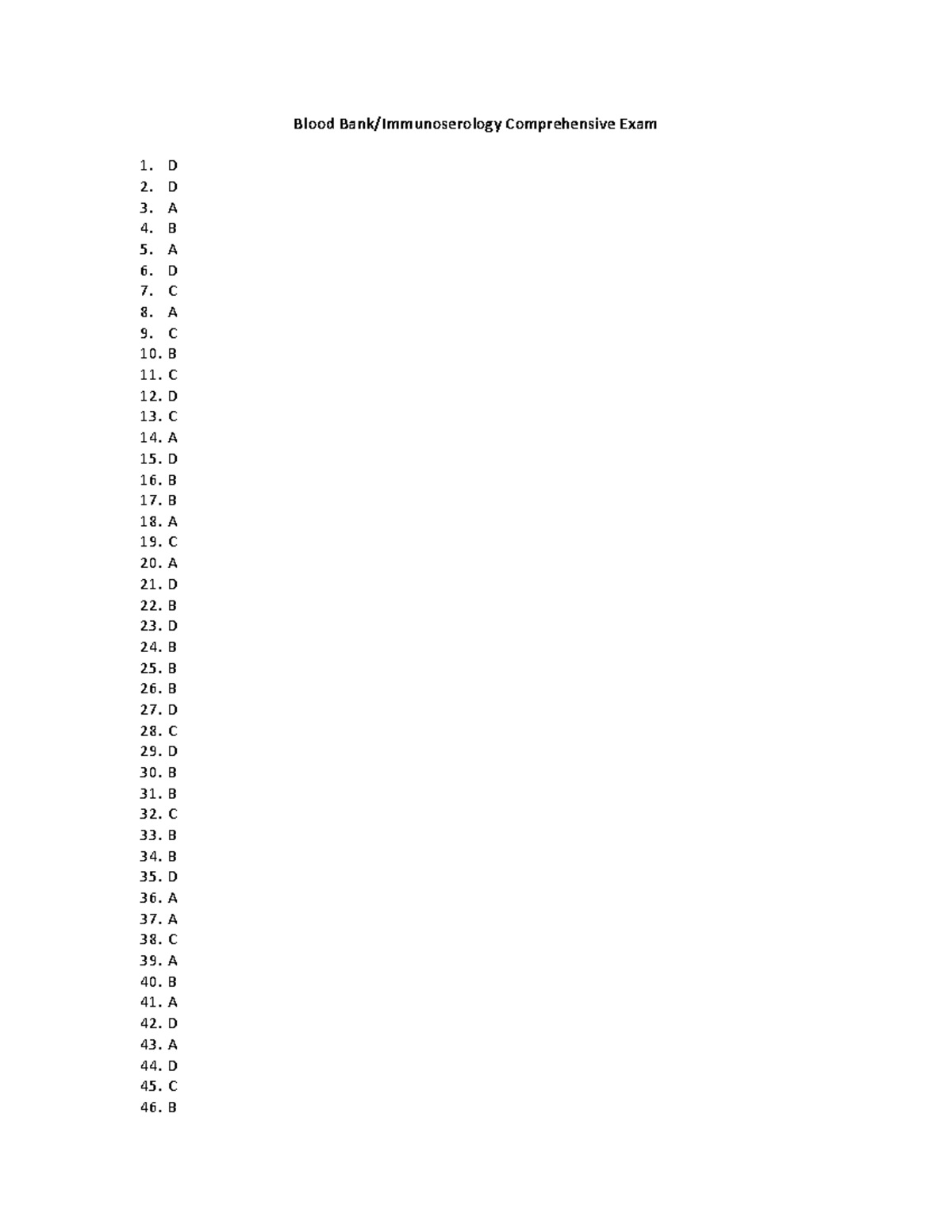 BB comprehensive exam answer key - Bachelor of Science Major in ...