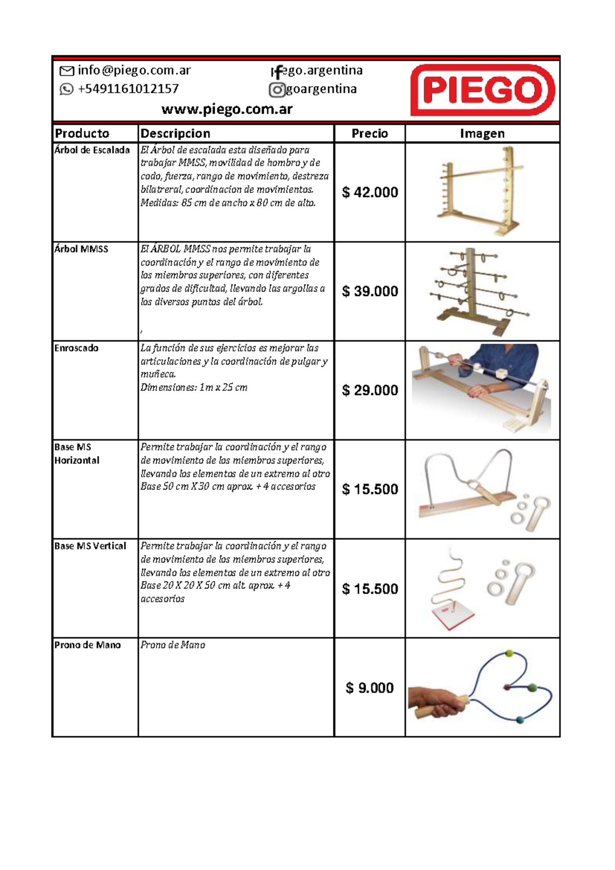 Lista Piego - Producto Descripcion Precio Imagen Árbol de Escalada El ...