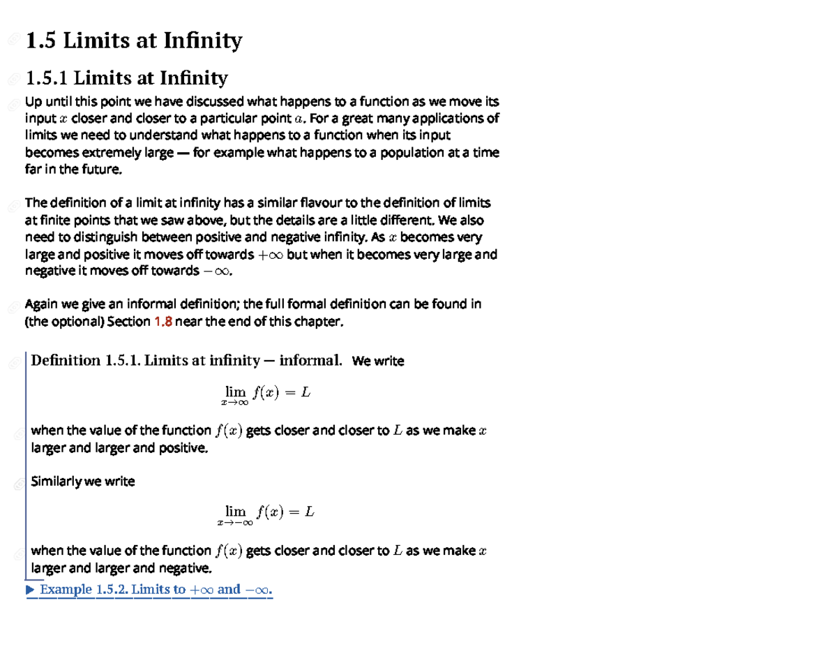 1.5 Limits Infinity - 🔗1 Limits at Innity 1.5 Limits at Innity Example ...