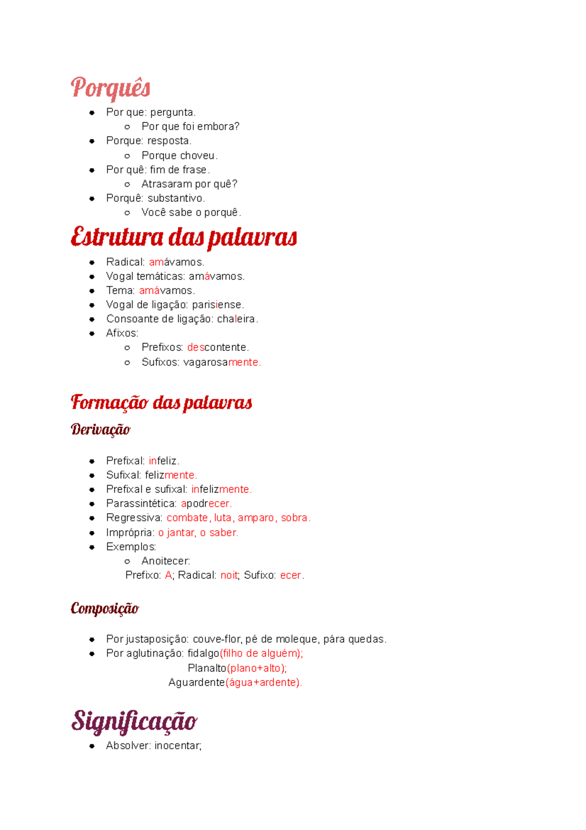 Português e redação - resumo de aula - Porquês Por que: pergunta. Por ...