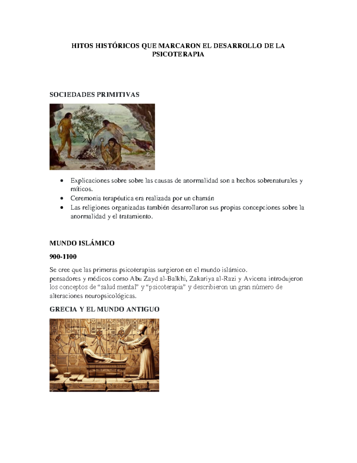 Hitos Históricos QUE Marcaron EL Desarrollo DE LA Psicoterapia - HITOS ...
