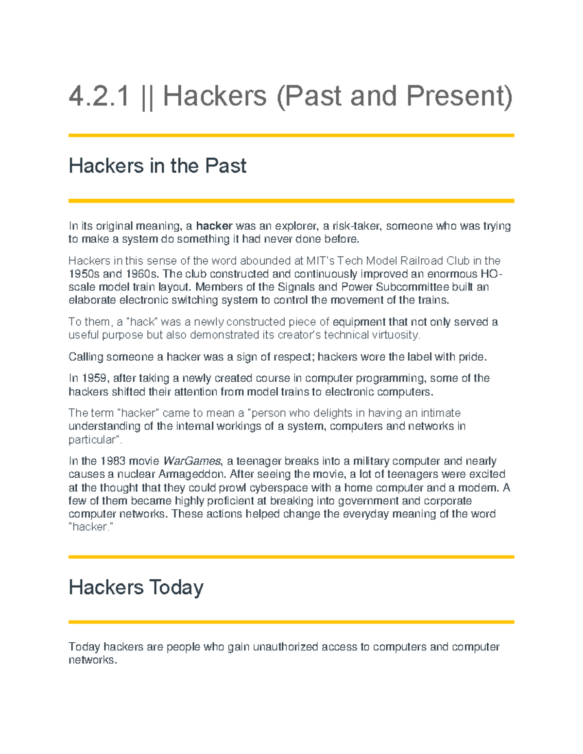 GEE Asynch - Hacker - 4.2 || Hackers (Past and Present) Hackers in the ...