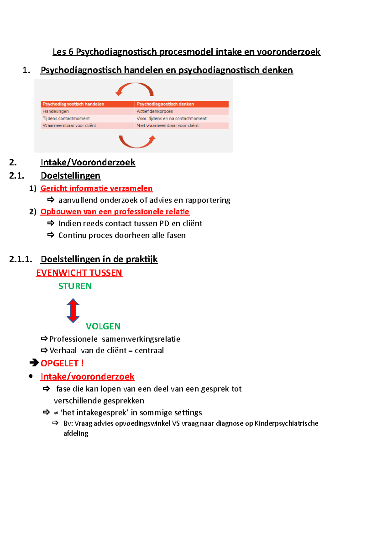Les 6 Psychodiagnostisch procesmodel intake en vooronderzoek - Psychodiagnostisch handelen en ...