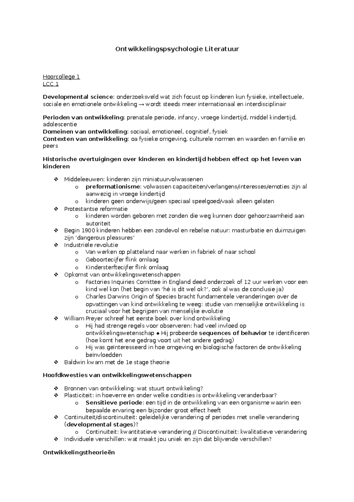 Ontwikkelingspsychologie Literatuur Samenvatting - Ontwikkelingspsychologie Literatuur ...