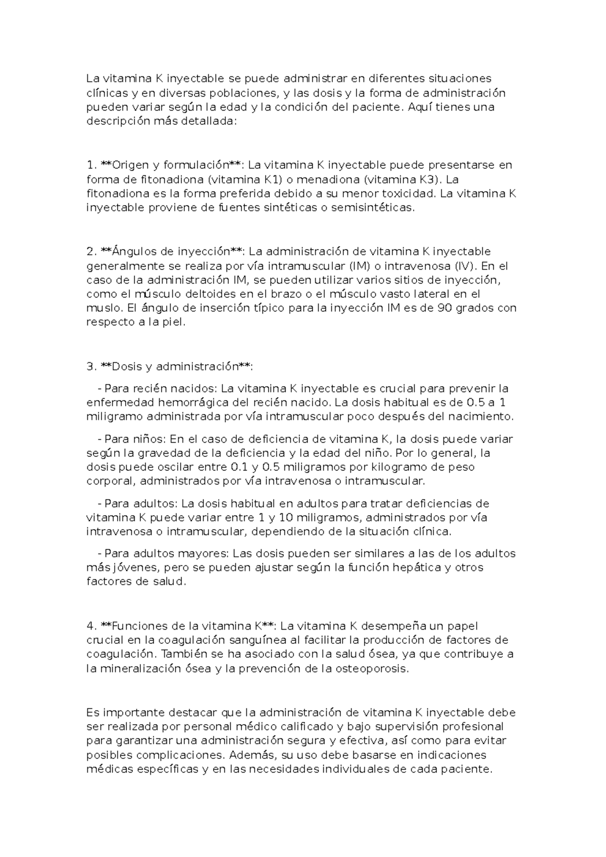 La vitamina K inyectable - Aquí tienes una descripción más detallada ...