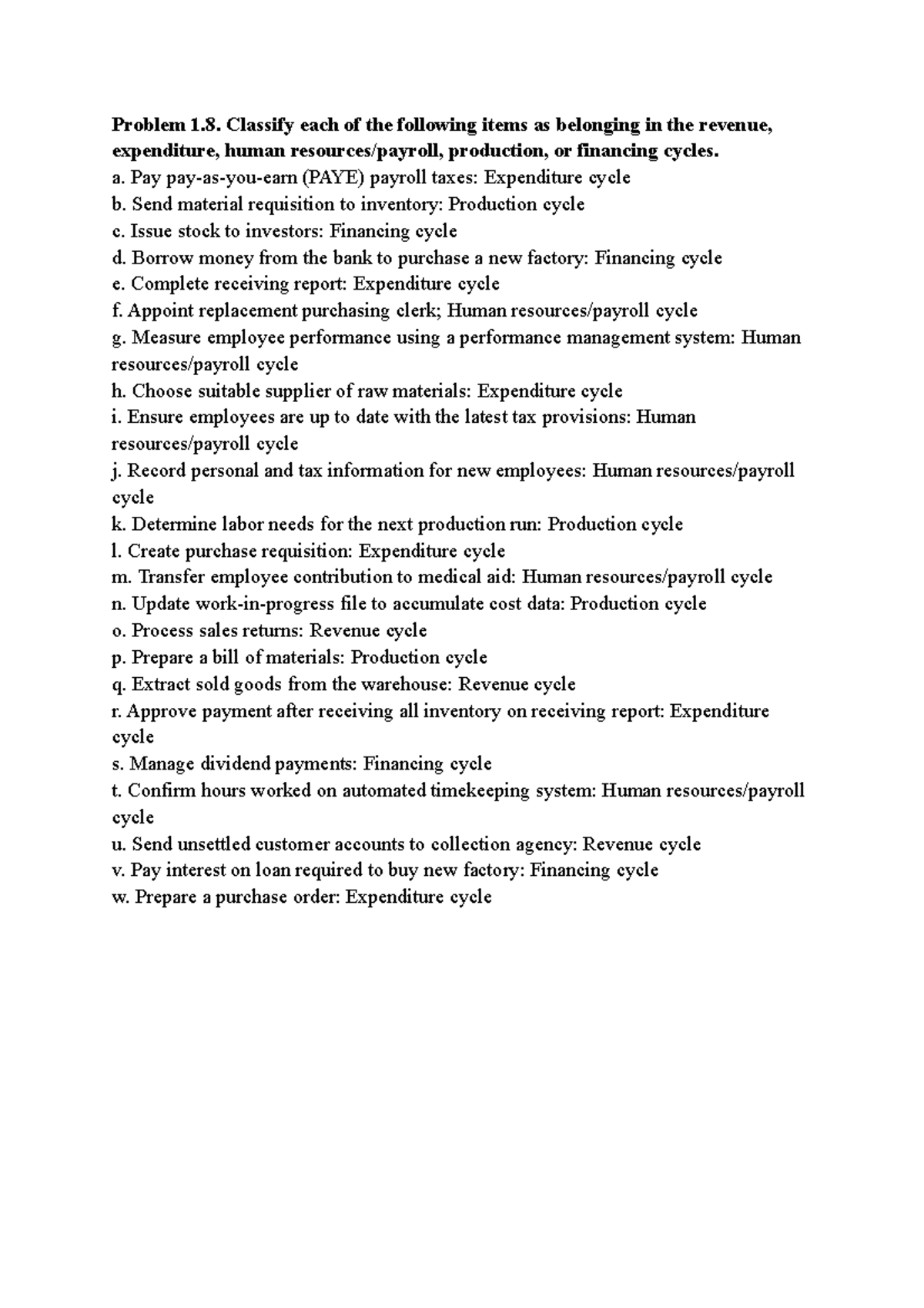 Bài tập problem 1 - Problem 1. Classify each of the following items as belonging in the revenue ...