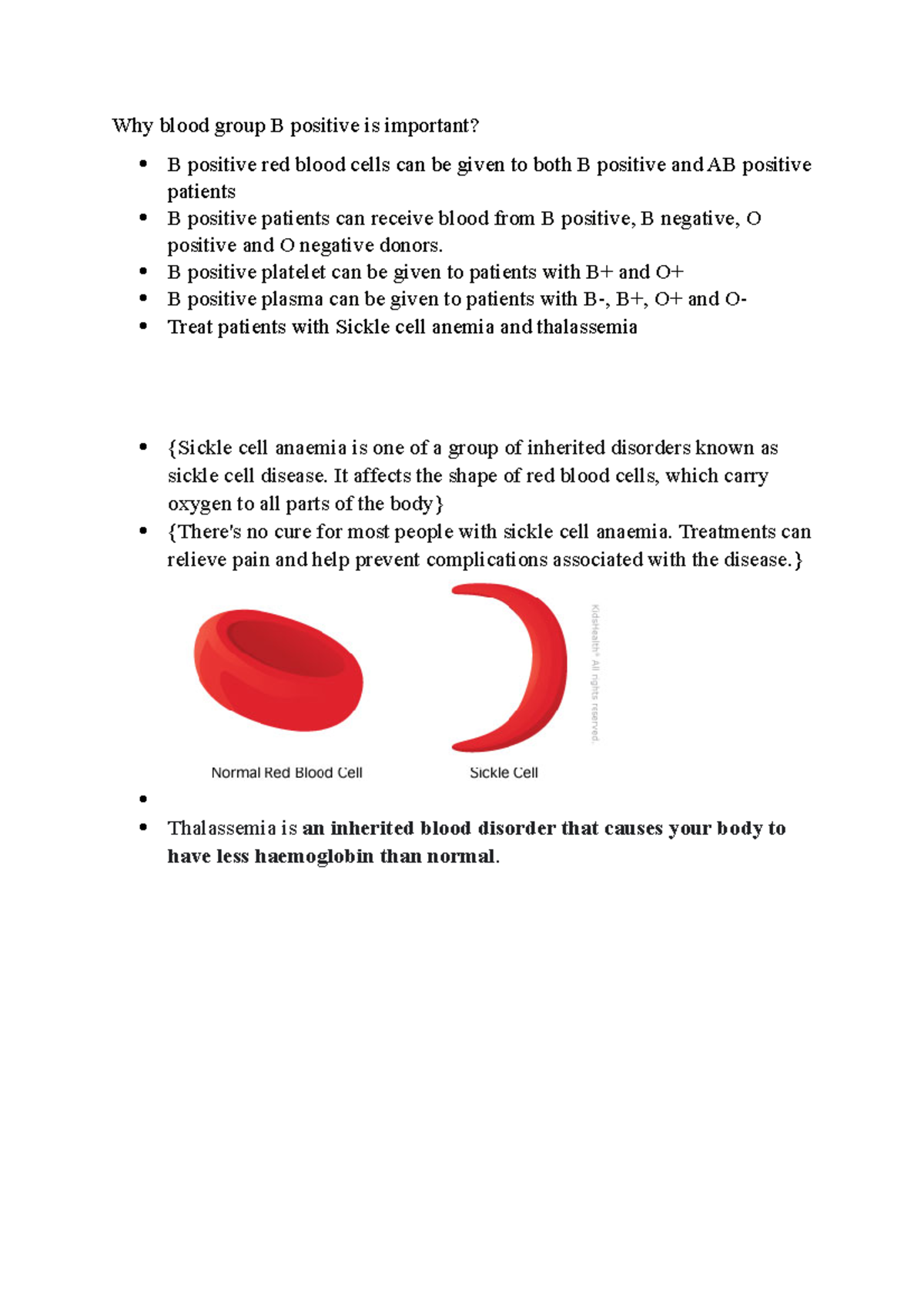 Doc - blood and hematopoeisis - Why blood group B positive is important ...