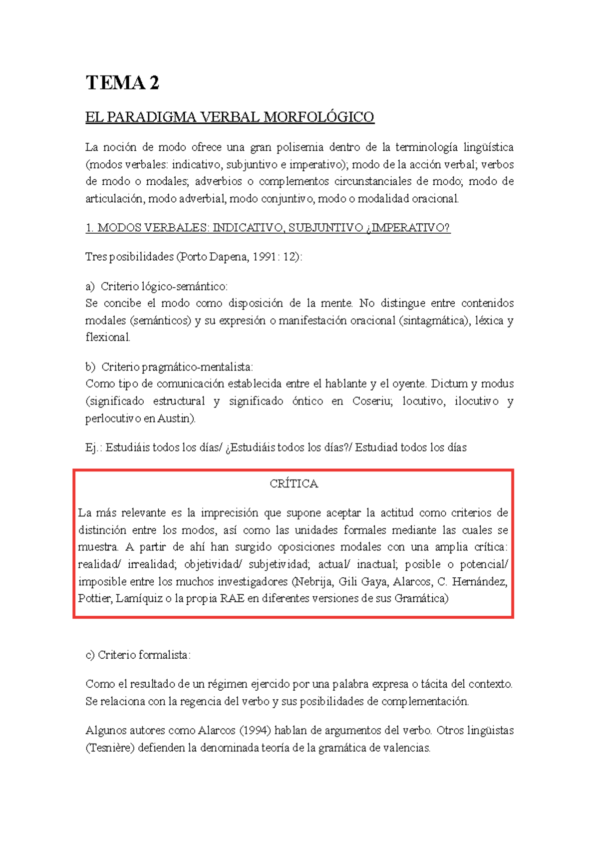 TEMA 2 Modos verbales - Apuntes 2 - TEMA 2 EL PARADIGMA VERBAL ...