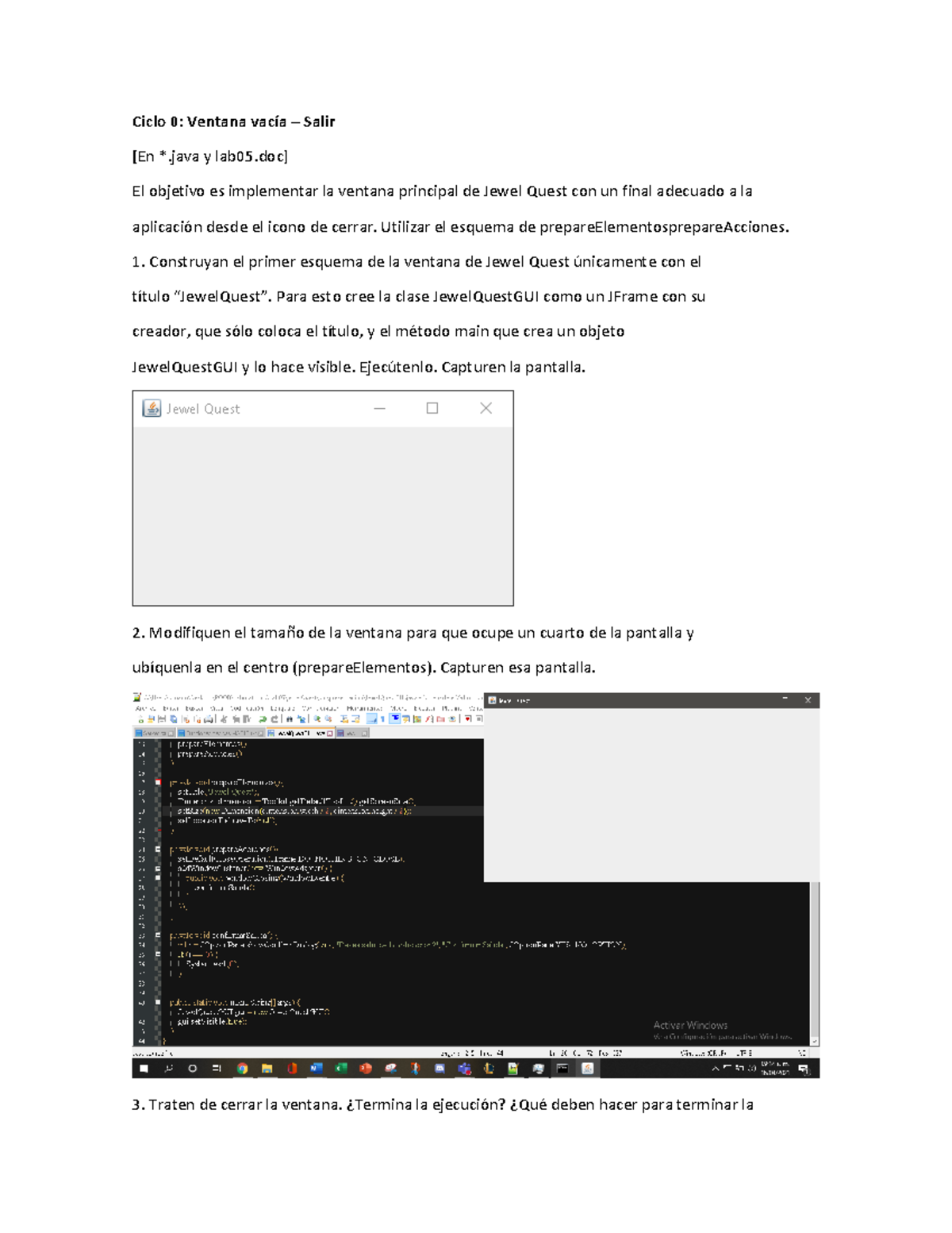 Lab05 DE PROGRAMACION ORIENTA A OBJETOS, CONTIENE INFORMACION BASICA - Ciclo 0: Ventana vacía ...