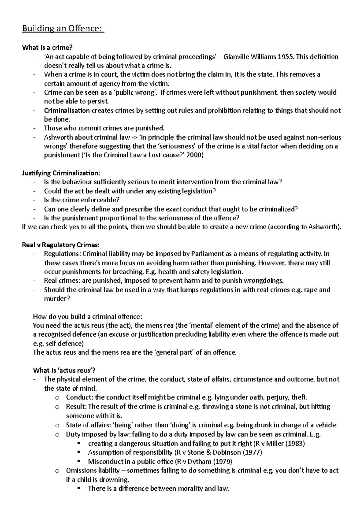 Building an Offence, actus reus and mens rea - Building an Offence ...