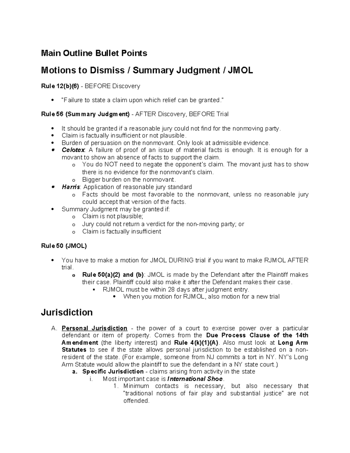 Main Outline Bullet Points - Main Outline Bullet Points Motions to ...