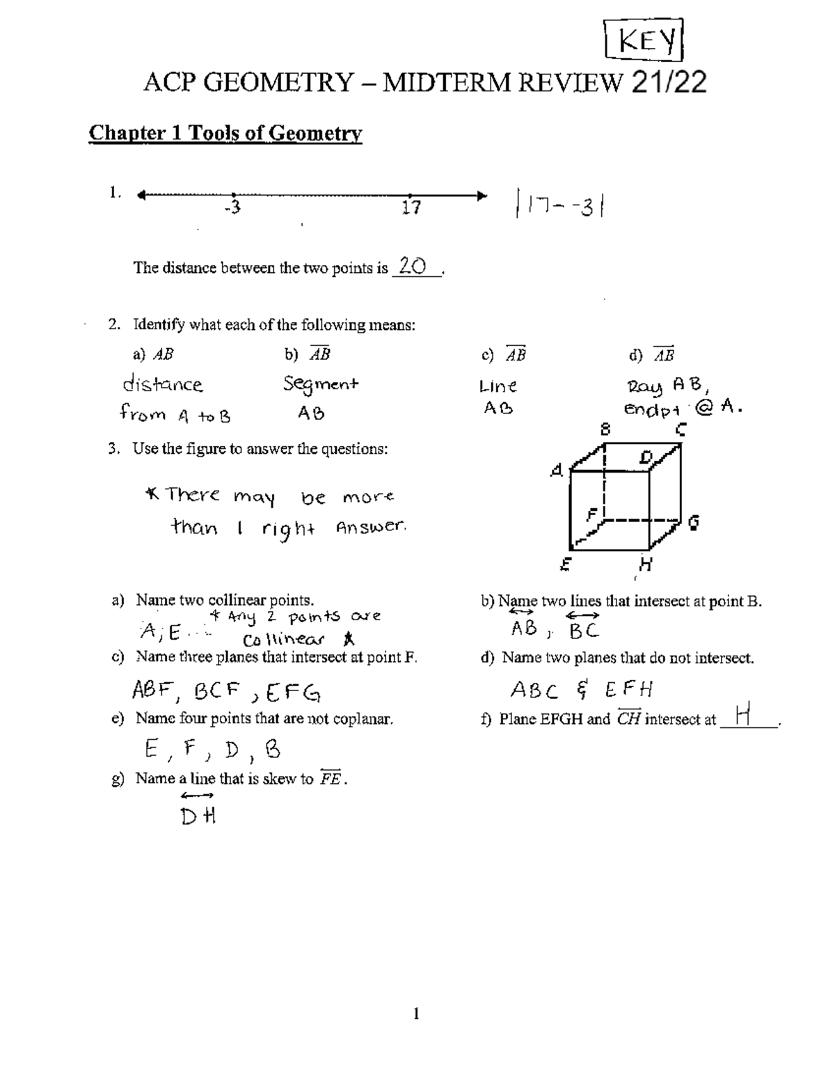 ACP Geo - Midterm Review Key 21-22 - Studocu