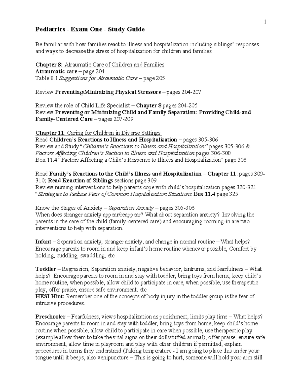 Pediatrics - Examination One - Study Guide 2023 - Pediatrics - Exam One ...