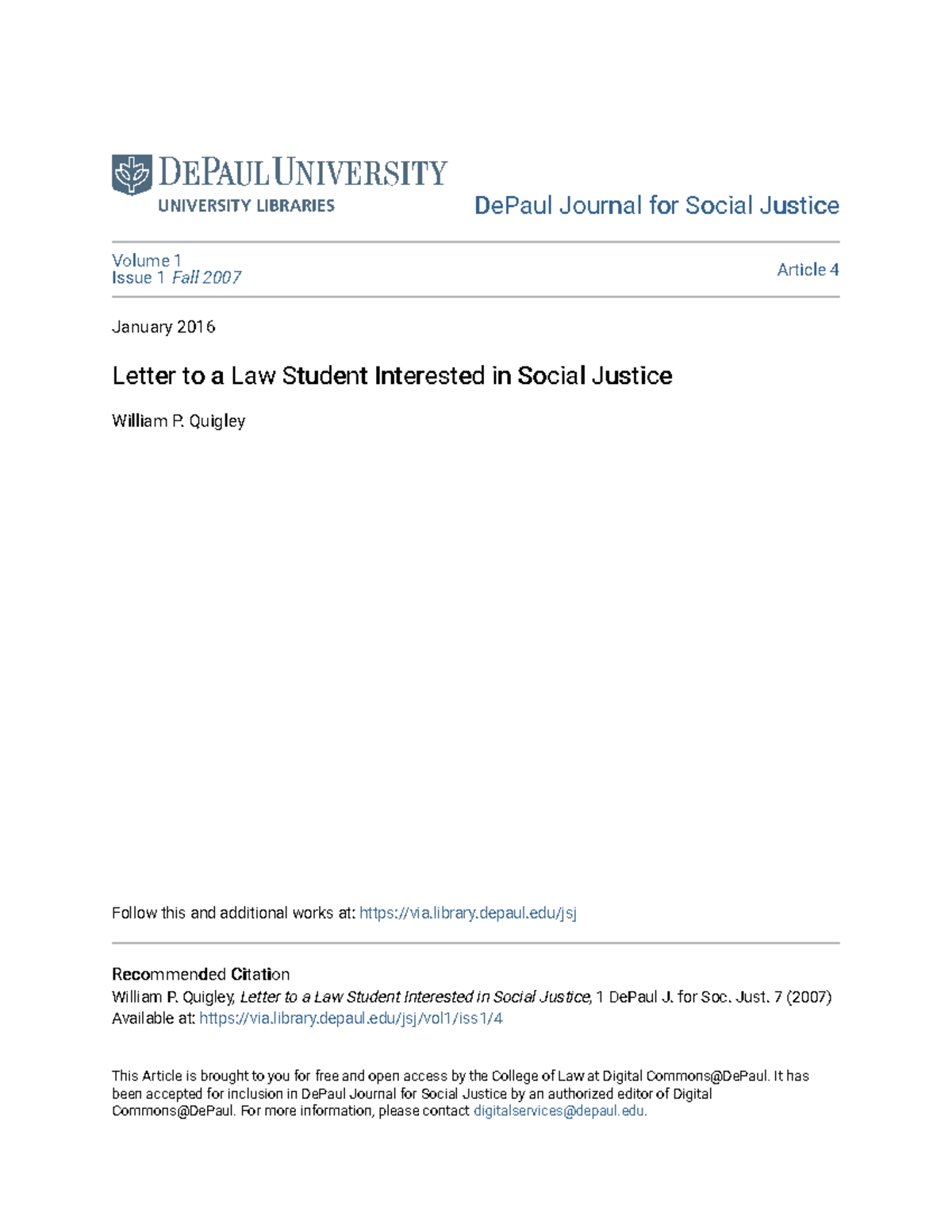 Letter to a Law Student Interested in Social Justice - Quigley Follow ...