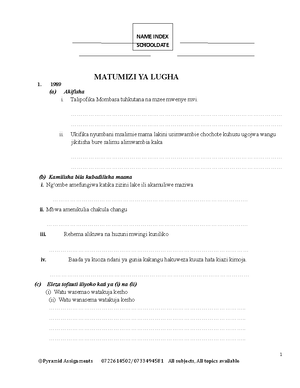 Ngeli ZA Kiswahili - NGELI ZA LUGHA NGELI Ngeli ni mkusanyiko wa majina ...