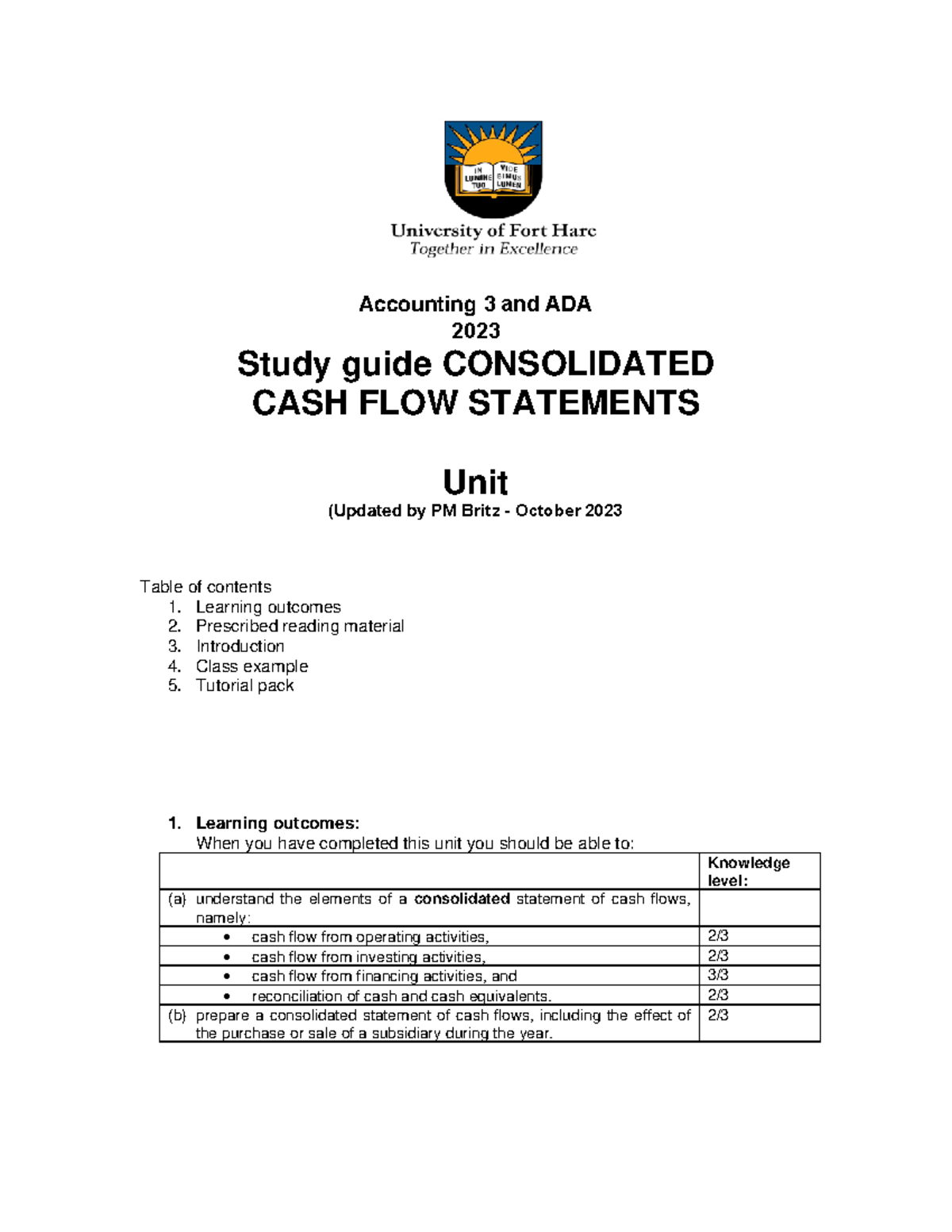 Unit 19b Statements of cash flow 2023 - Accounting 3 and ADA 2023 Study ...