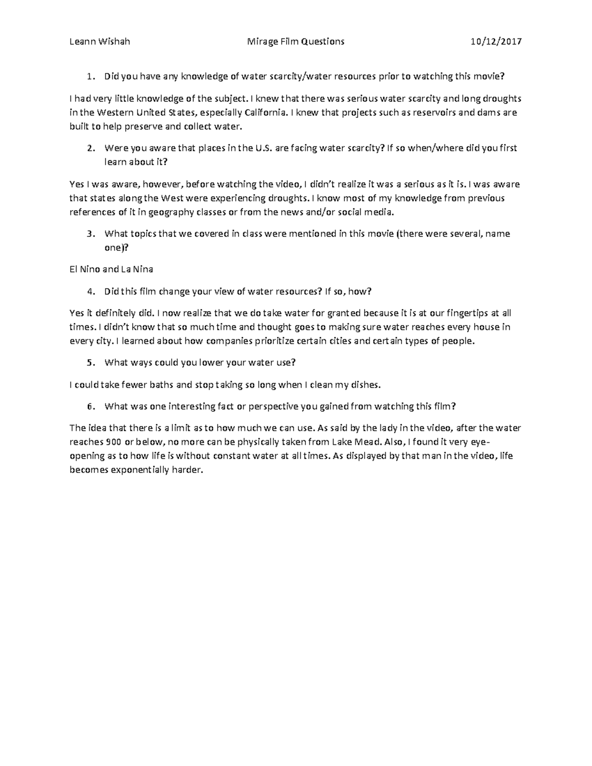 Mirage film questions - GEO2200 Assignment - Leann Wishah Mirage Film ...