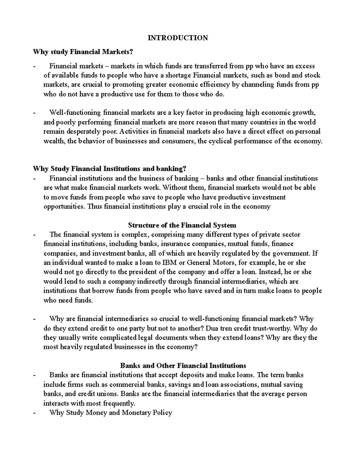 English for finance and banking - INTRODUCTION Why study Financial ...