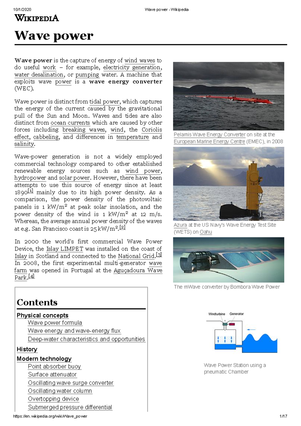 Wave power - Wikipedia - Lecture notes 3 - Pelamis Wave Energy ...
