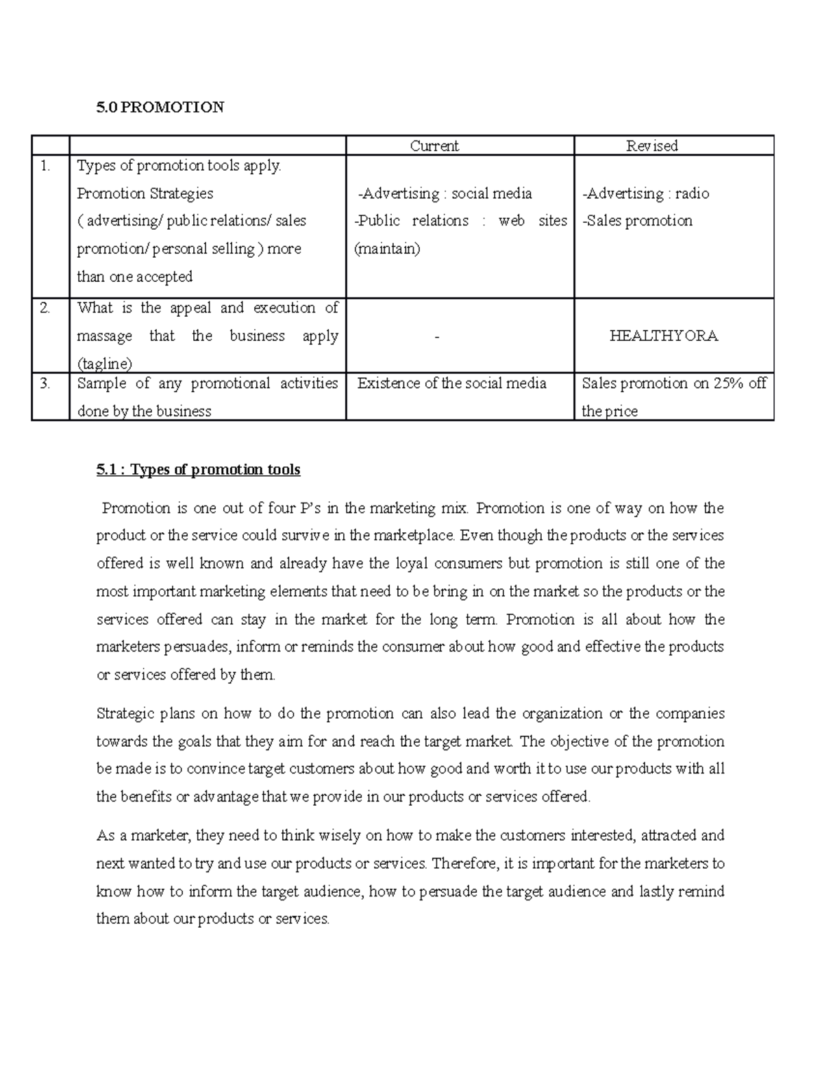 5.0 promotion ( MKT ) - 5 PROMOTION Current Revised Types of promotion tools apply. Promotion ...