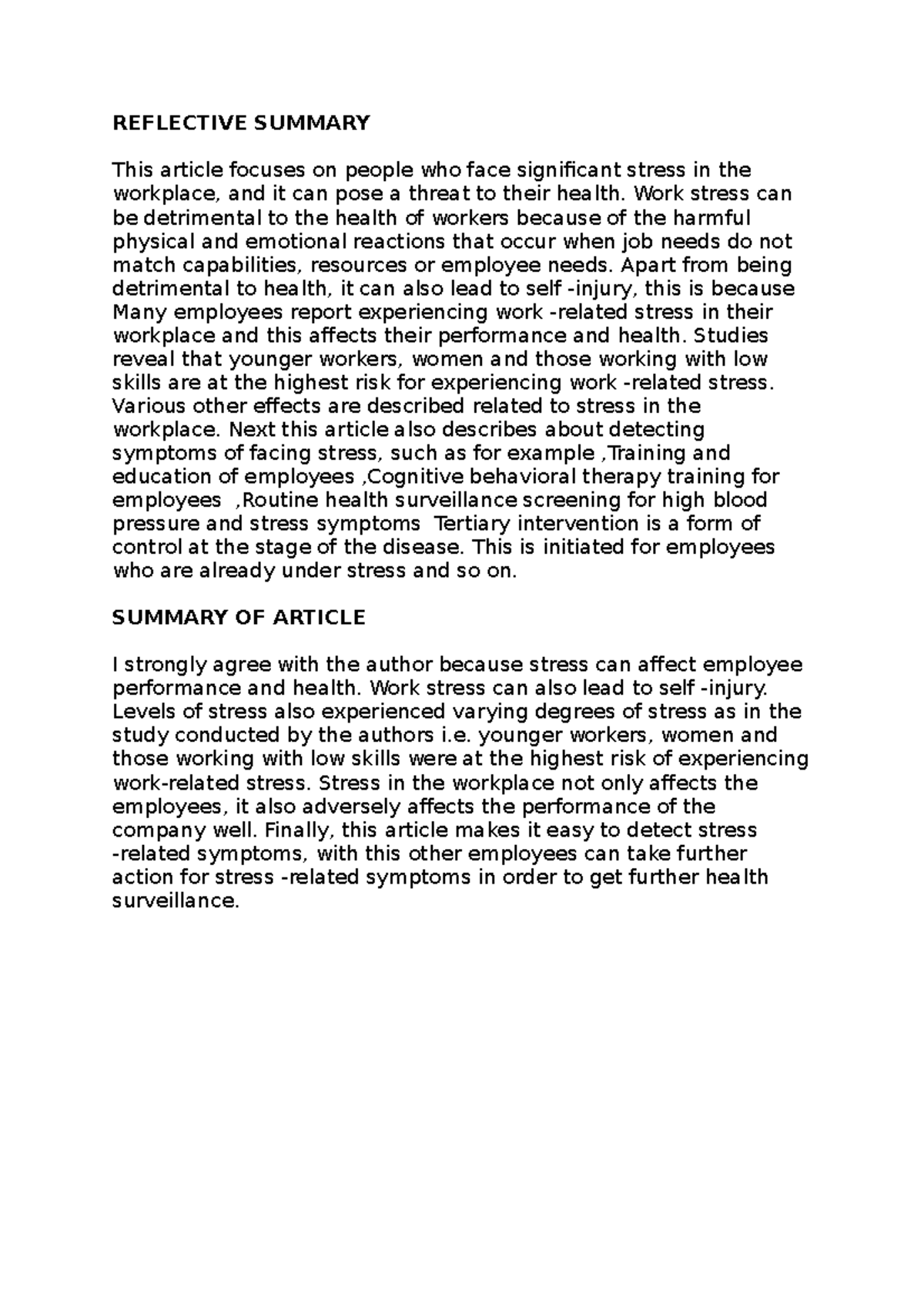 Reflective summary Aisyah - REFLECTIVE SUMMARY This article focuses on ...