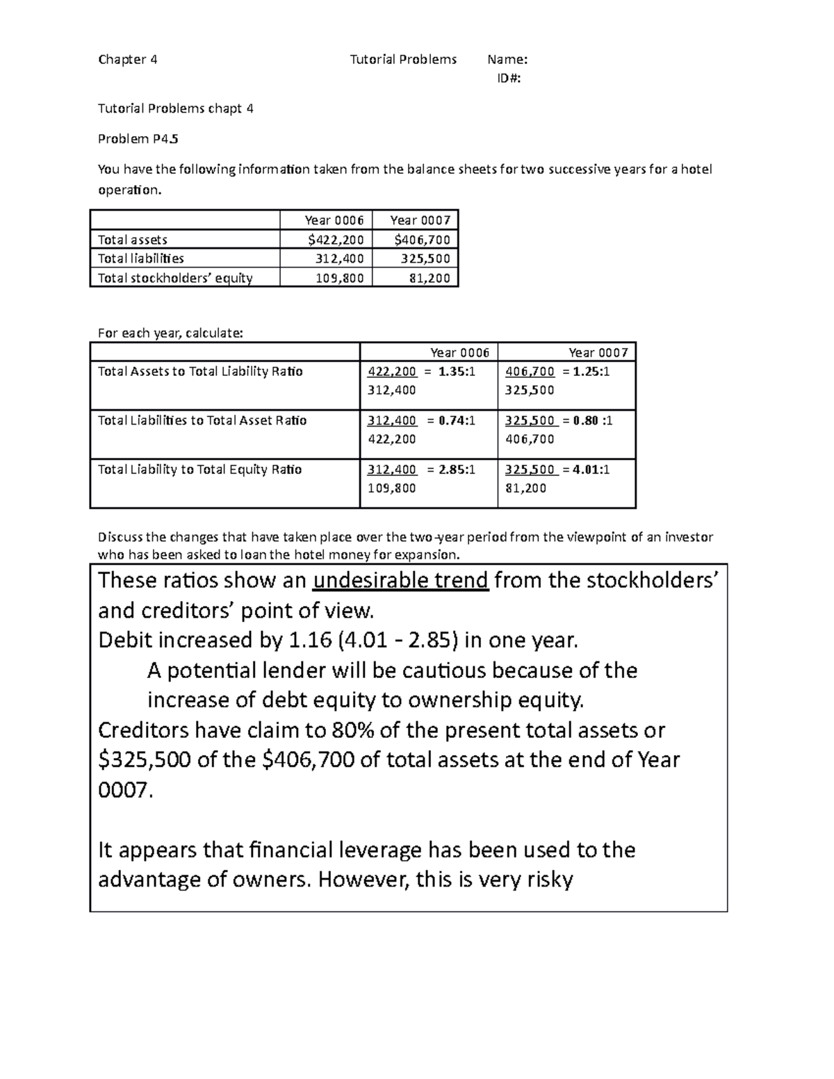 DocxAccounting Lecture Notes - Chapter 4 Tutorial Problems Name: ID ...