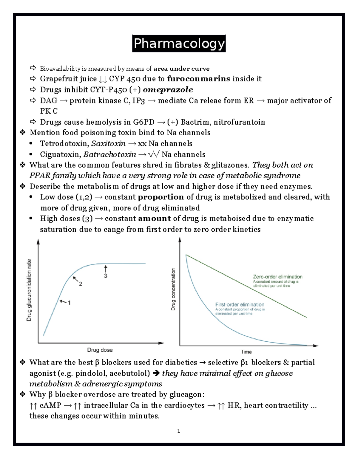 UW notes - 5- Pharmacology - Pharmacology Bioavailability is measured ...