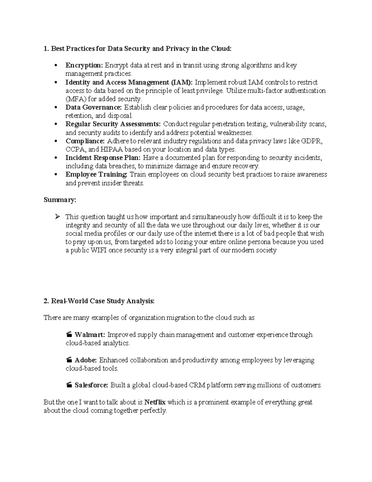 Cloud computing assignment - 1. Best Practices for Data Security and ...