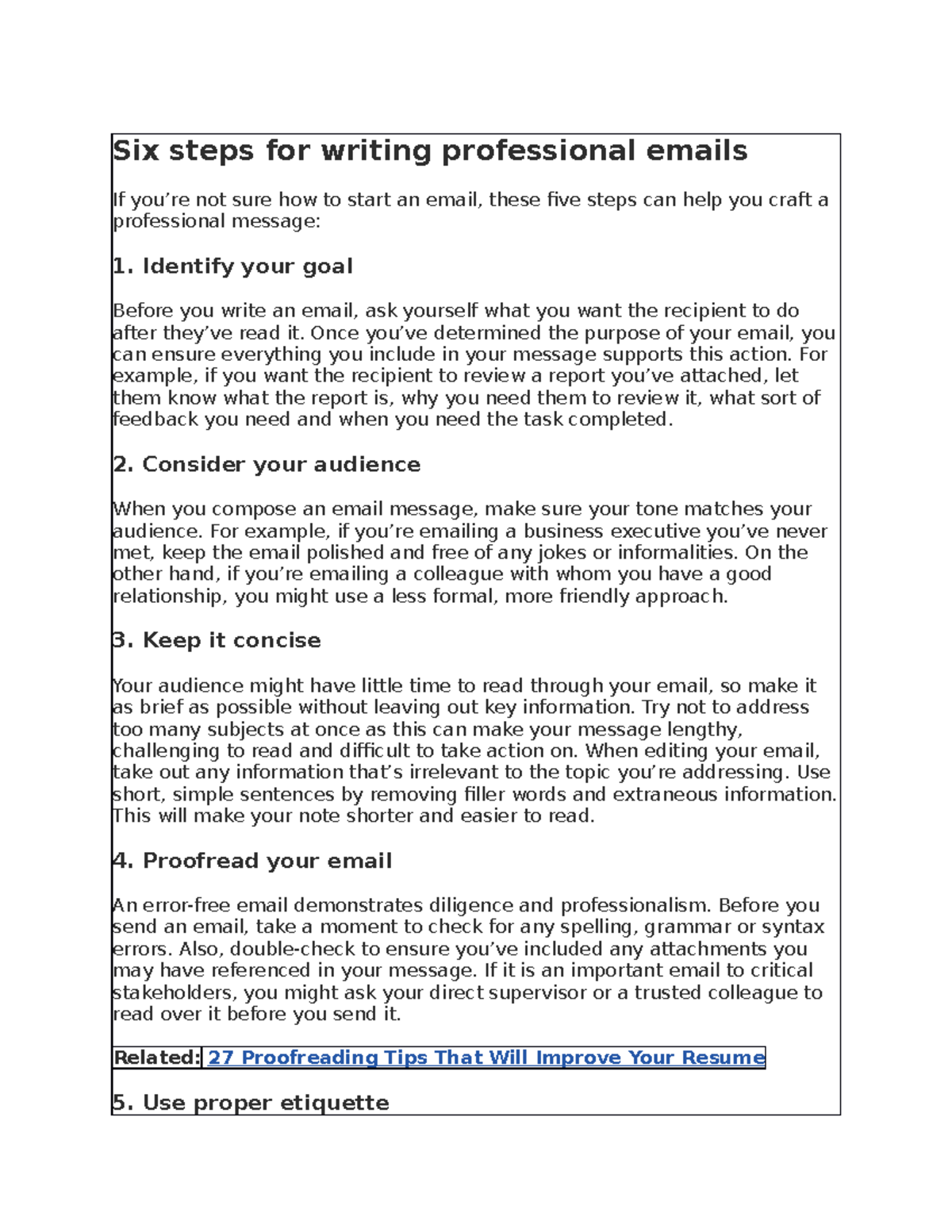 Six Steps For Writing Professional Emails Identify Your Goal Before