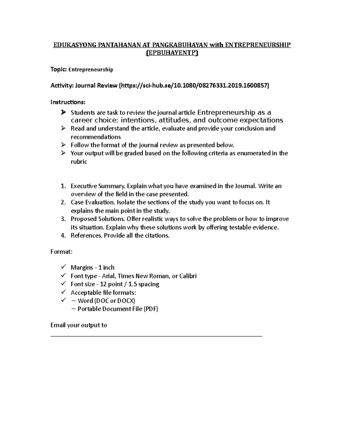 Entrep WEEK 8 - EDUKASYONG PANTAHANAN AT PANGKABUHAYAN with ...