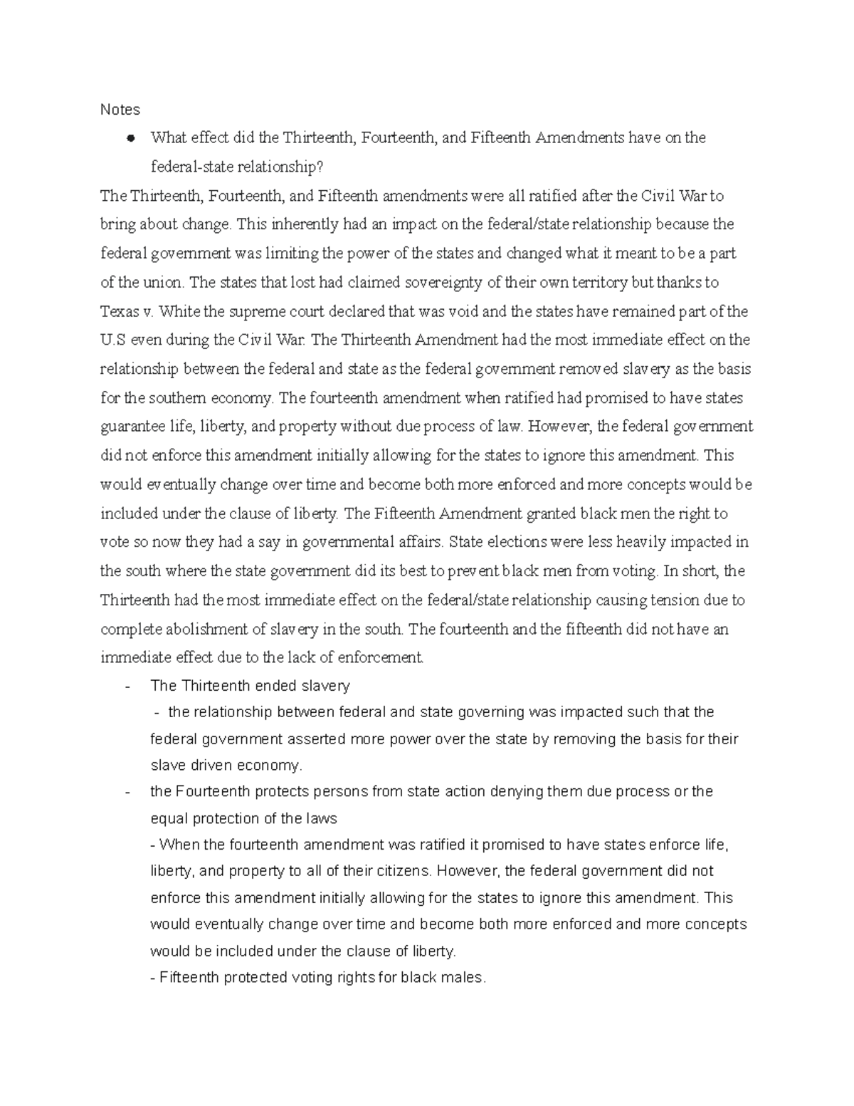 Amendments Unites States - Notes What effect did the Thirteenth ...