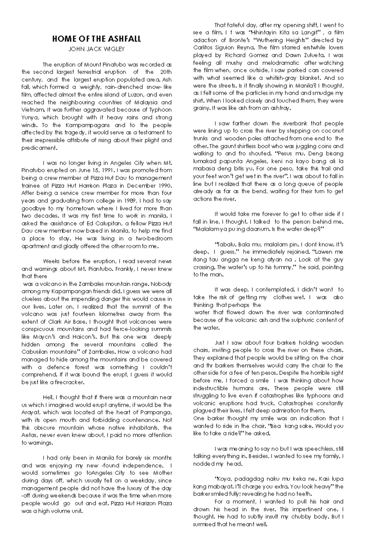 416164904 Home of the Ashfall John Jack Wigley docx - HOME OF THE ASHFALL JOHN JACK WIGLEY The ...