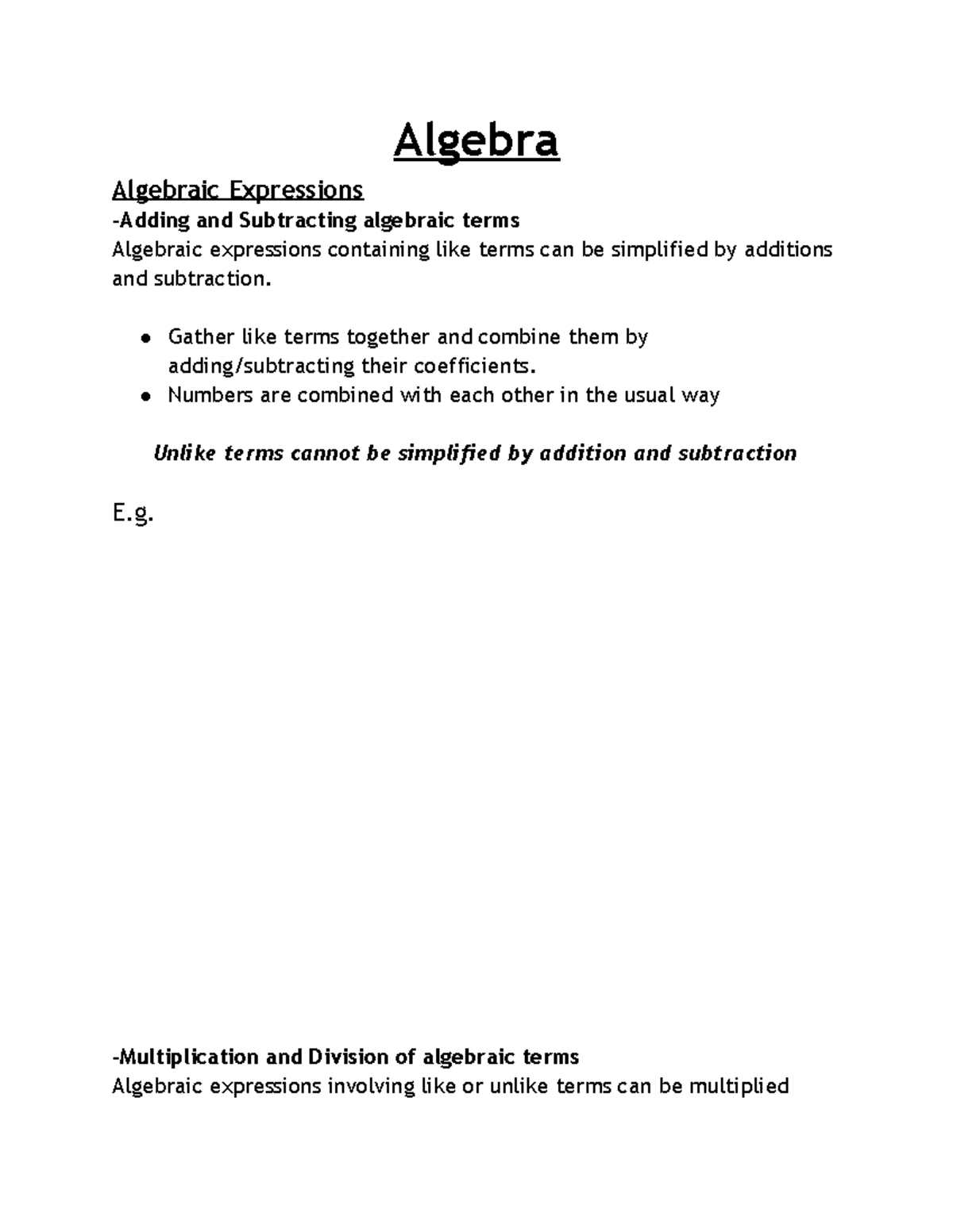 Algebra - basic maths - Algebra Algebraic Expressions -Adding and ...